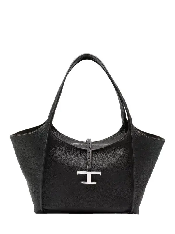 TOD'S Timeless Tote Bag In Pebbled Leather - Black