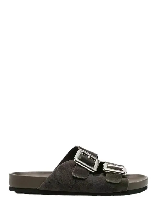 SERGIO MORETTI FIRENZE Suede Buckle Sandals - Brown