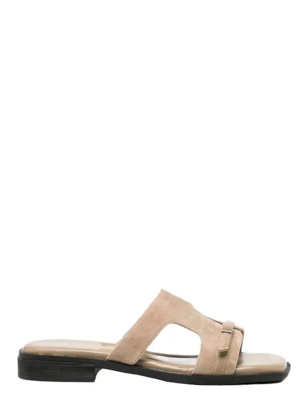 SERGIO MORETTI FIRENZE Buckle Detail Suede Sandals - Neutrals