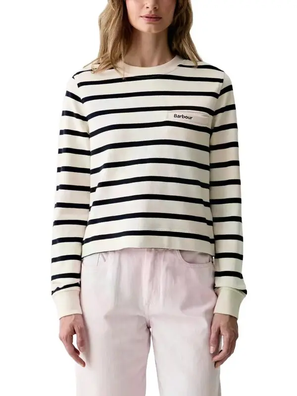 Barbour Aylesby Striped Crew Neck Sweatshirt - White