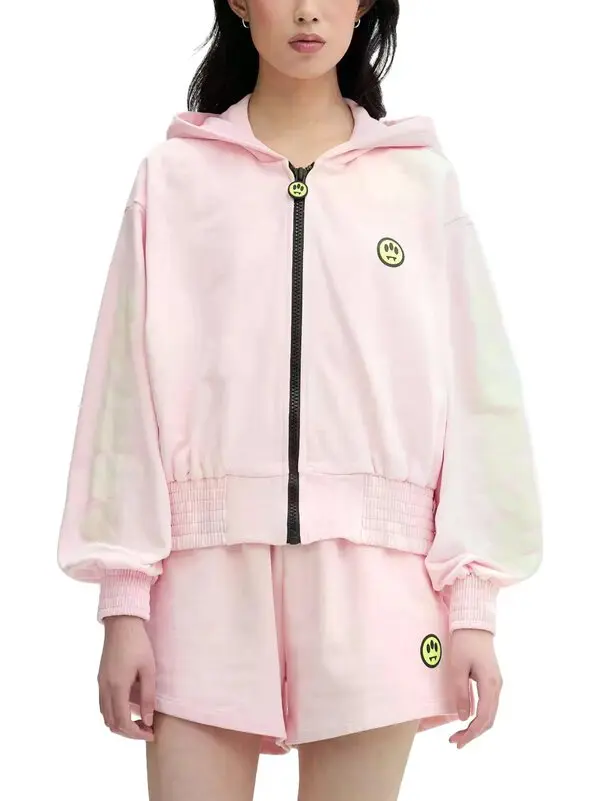 BARROW Zip-up Hoodie With Logo Patch - Pink