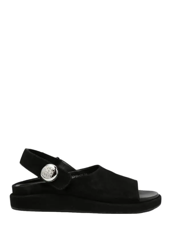 SERGIO MORETTI FIRENZE Logo Plaque Sandals - Black