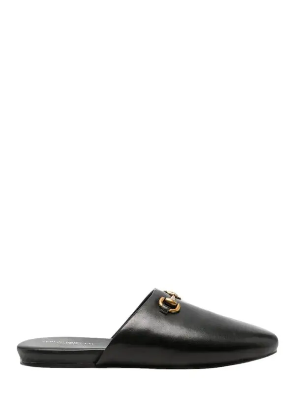 SERGIO MORETTI FIRENZE Horsebit Leather Mules - Black