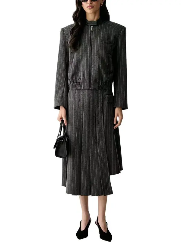 Karl Lagerfeld Pinstripe Asymmetrical Skirt - Grey