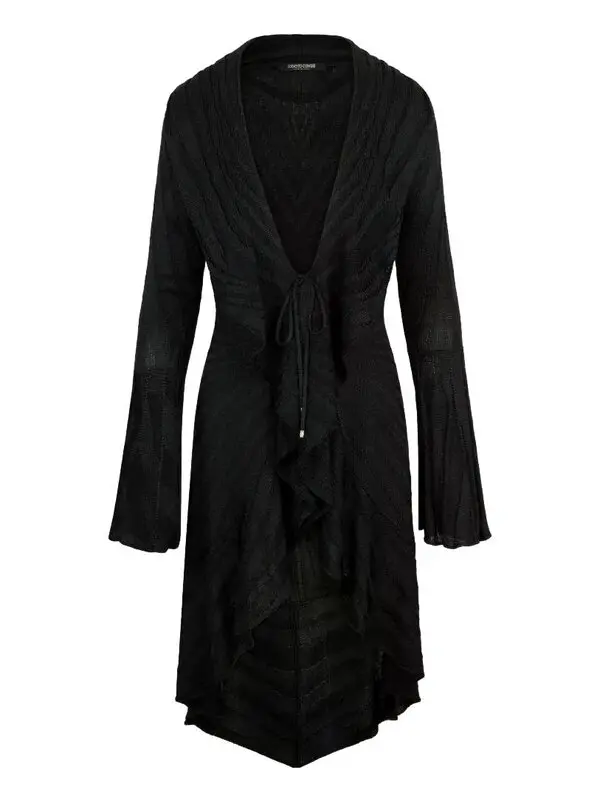 Roberto Cavalli Asymmetrical Ruffled Cardigan - Black