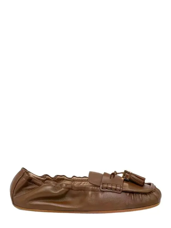Elisabetta Franchi Calf Leather Loafers With Tassel Detail - Brown