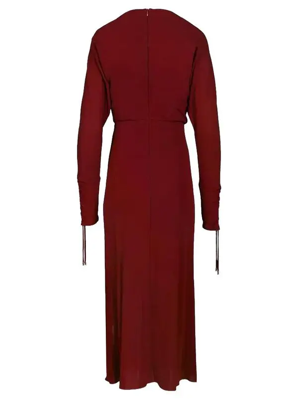 Max Mara Long-sleeve Maxi Dress With Draped Detailing - Red
