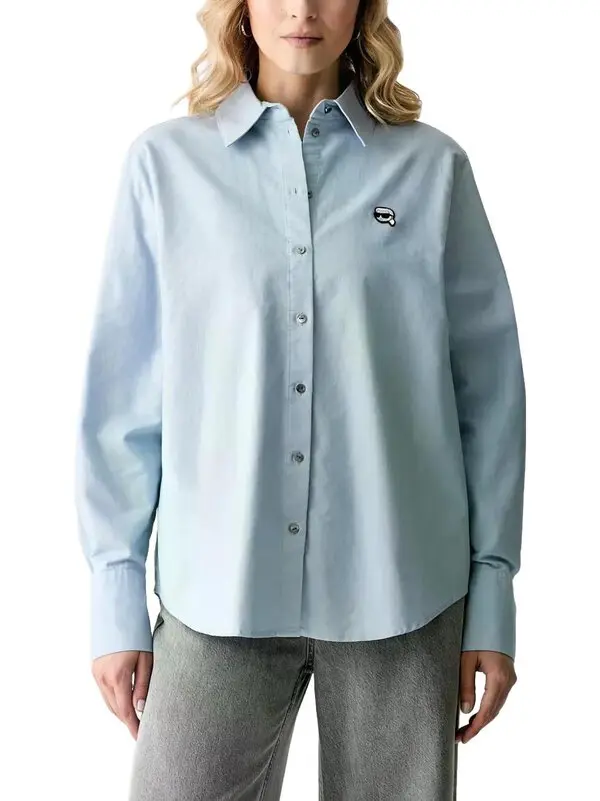 Karl Lagerfeld Logo Patch Button-down Shirt - Blue