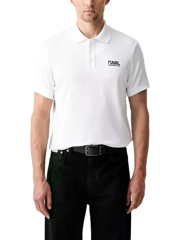 Karl Lagerfeld Logo-print Short-sleeve Polo Shirt - White