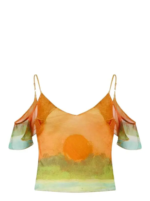 DONDE ESTEBAN Formentera Silk Top - Orange