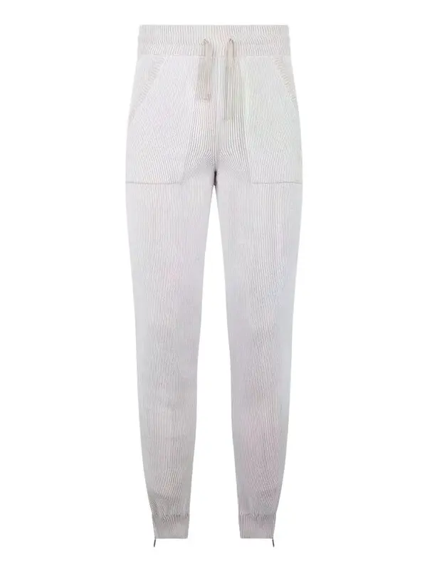 MOORER Ribbed-knit Track Pants - Neutrals
