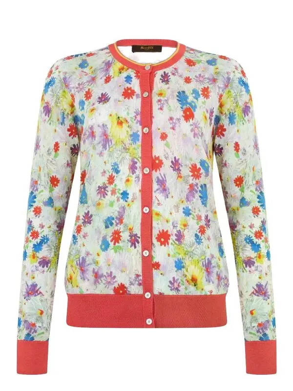 MOORER Floral-print Button-up Cardigan - White