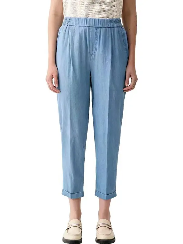 BENETTON Elasticated Waist Tapered Trousers - Blue