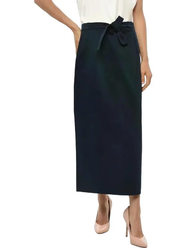 SUPER BLOND Belted Midi High-waisted Skirt - Blue