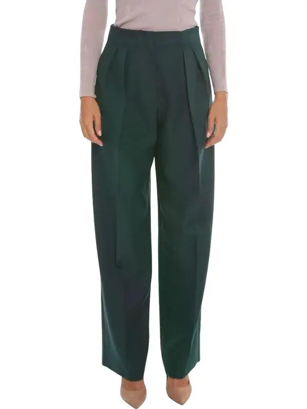 SUPER BLOND Pleated Wide-leg Trousers - Green