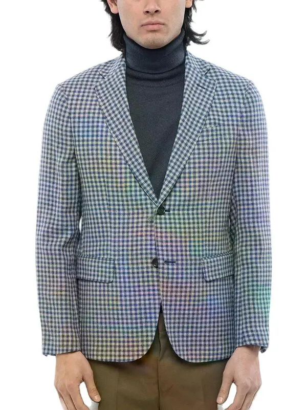 Corneliani Checked Single-breasted Blazer - Blue