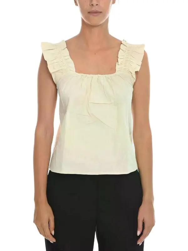 SAMSOE SAMSOE Ruffled Square-neck Blouse - Neutrals