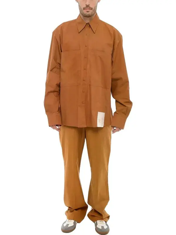 RAMAEL Italian-collar Cotton Shirt - Brown
