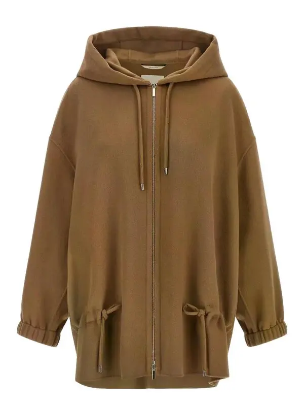 Max Mara Hooded Drawstring Coat - Brown
