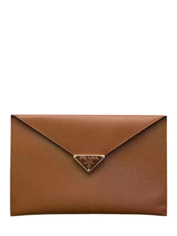 Prada Saffiano Leather Envelope Clutch - Brown