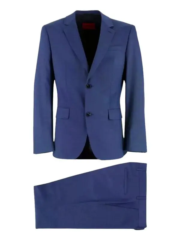 Hugo Single-breasted Slub-texture Suit - Blue