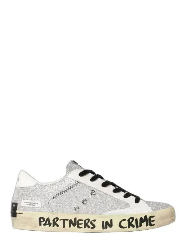 CRIME LONDON Distressed Glitter Detail Sneakers - Silver
