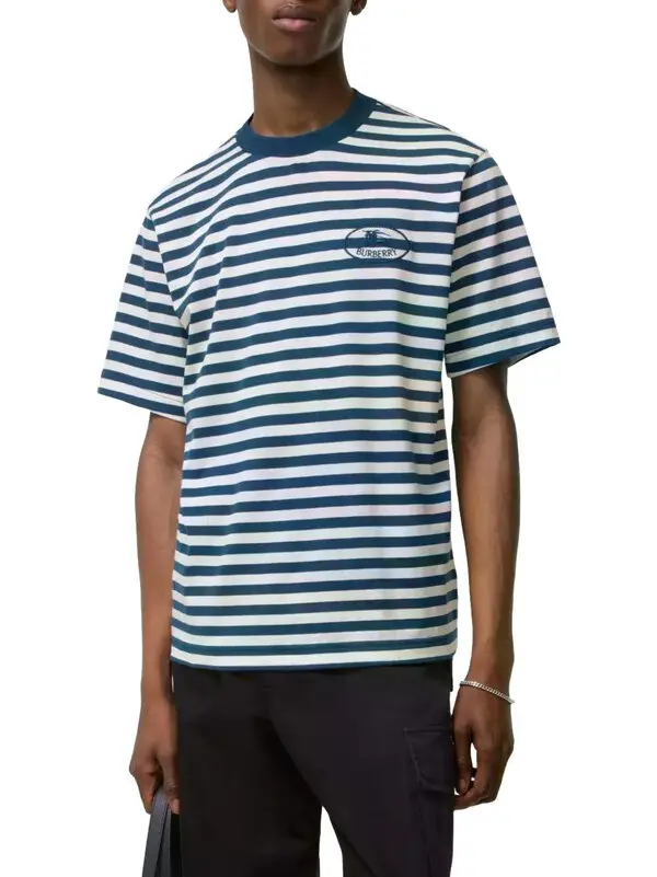 Burberry Striped Cotton T-shirt - Blue
