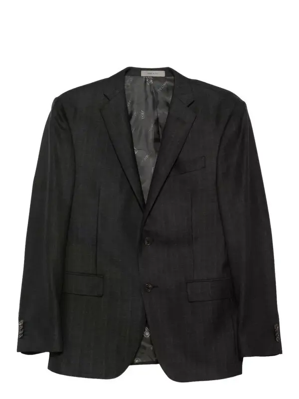 Corneliani Pinstripe Wool Suit - Black