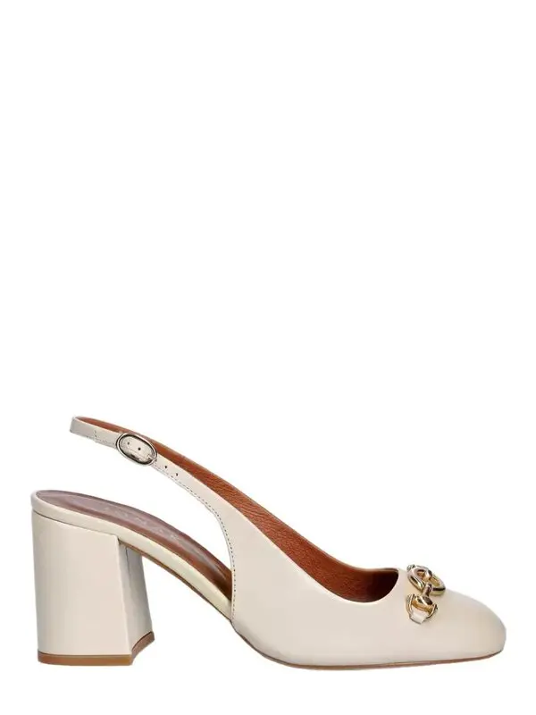 JONAK PARIS Cream Leather Horsebit Detail Slingback Pumps - Neutrals