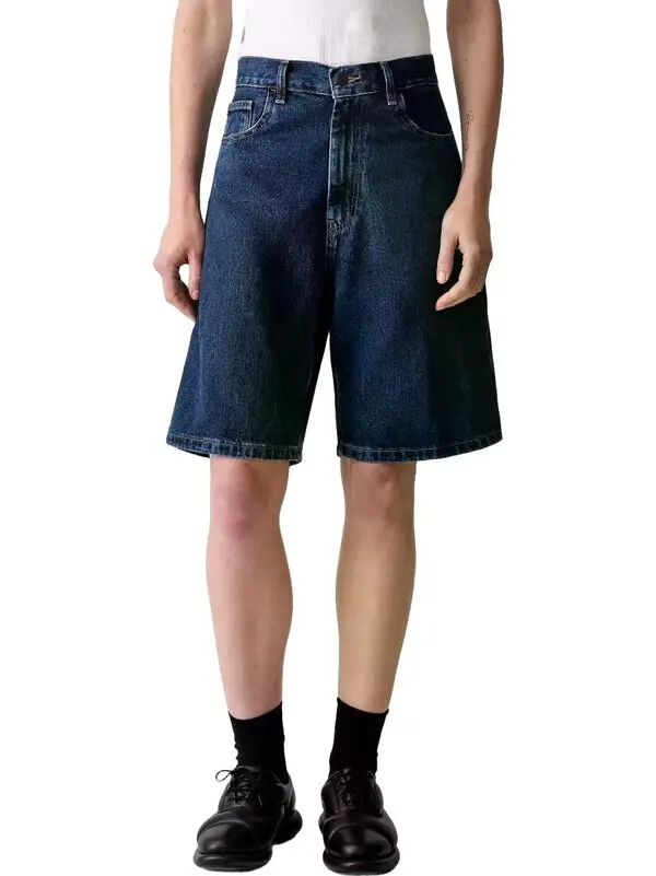Carhartt Work In Progress Logo Patch Denim Shorts - Blue