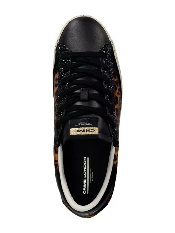 CRIME LONDON Leopard-print Glitter Detail Sneakers - Black