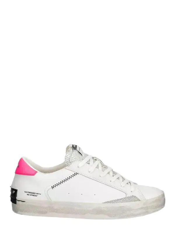 CRIME LONDON Snakeskin-effect Panelled Sneakers - White