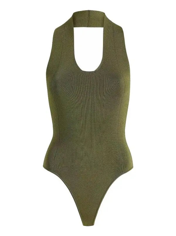 Khaite Milano-stitched Halter Neck Bodysuit - Green