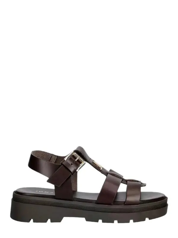 JONAK PARIS Buckle-fastening Caged Leather Sandals - Brown