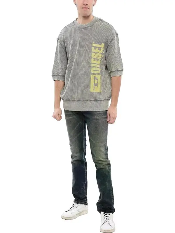 DIESEL® Acid Wash Logo Print Sweater - Grey