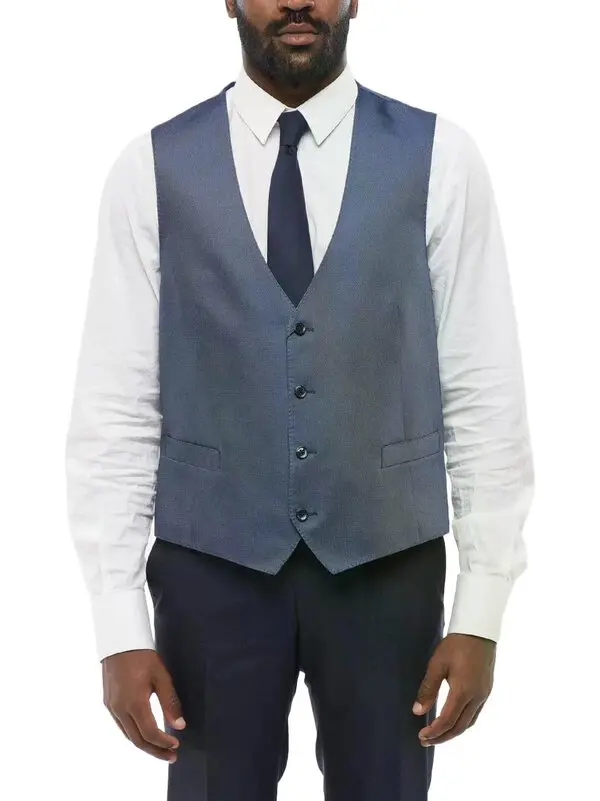 Corneliani Textured Finish Silk Waistcoat - Blue