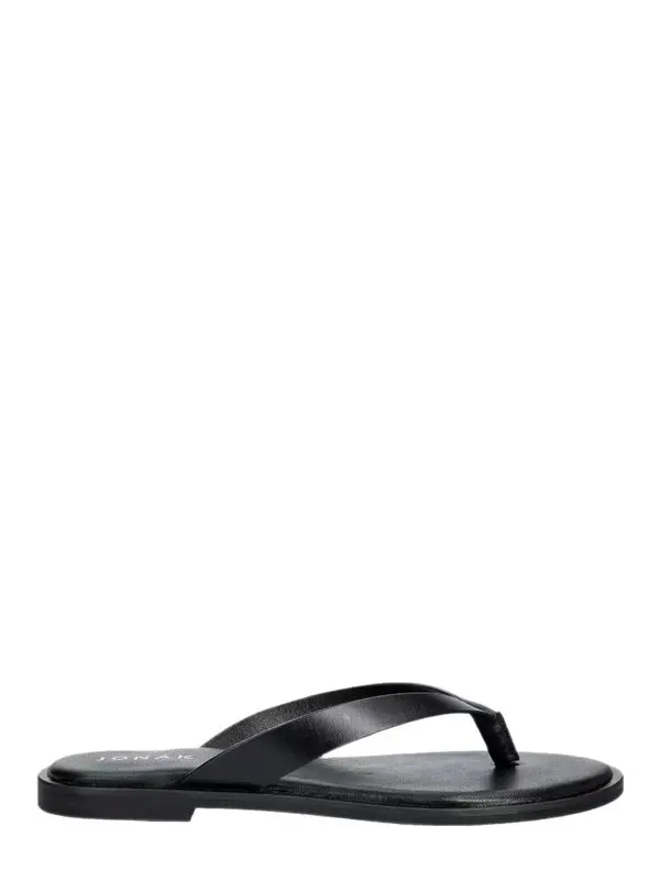 JONAK PARIS Leather Thong Strap Sandals - Black