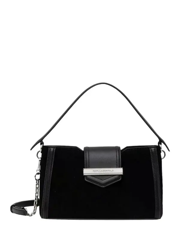 Karl Lagerfeld Suede Panelled Shoulder Bag - Black