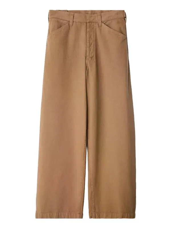 LEMAIRE Oversized Workwear Pants In Garment Dyed Broken Twill - Brown