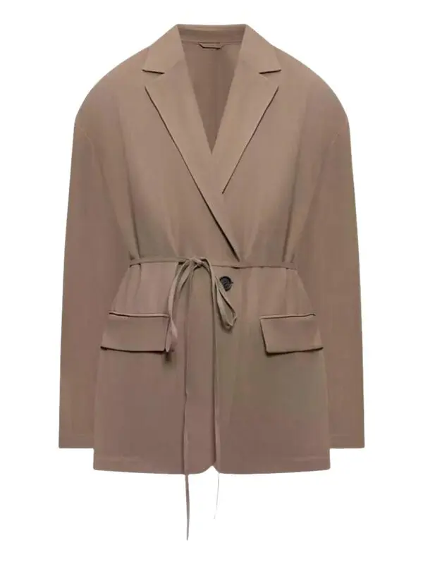 Brunello Cucinelli Belted Waist Notched Lapel Jacket - Neutrals