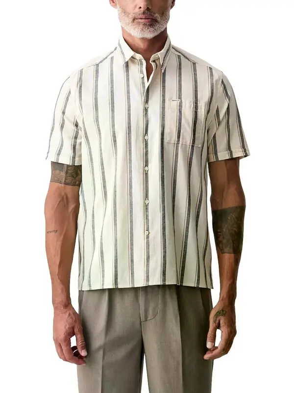 Barbour Barkend Striped-pattern Short-sleeved Shirt - Neutrals