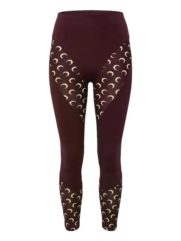 MARINE SERRE Moon-print Panelled Leggings - Red