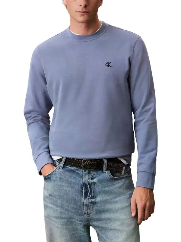 Calvin Klein Embroidered Crew Neck Sweater - Blue