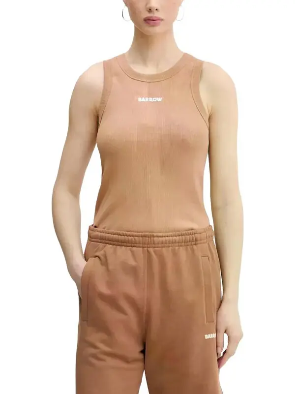 BARROW Ribbed Logo Tank Top - Neutrals