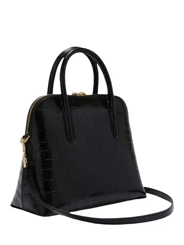 Furla S Atmosfera Dome Croc-effect Leather Tote Bag - Black