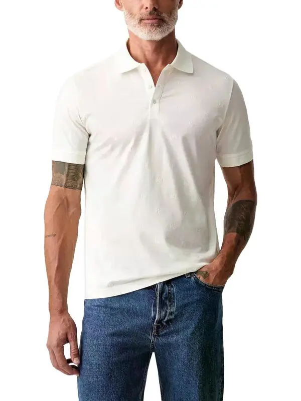 Karl Lagerfeld Monogram-jacquard Short-sleeve Polo Shirt - White