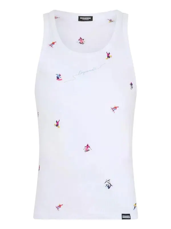 Dsquared2 Embroidered Ribbed Tank Top - White