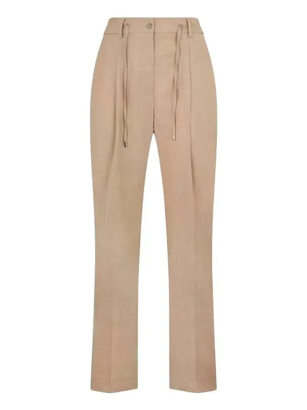 MOORER Antonia High-waisted Drawstring Trousers - Neutrals