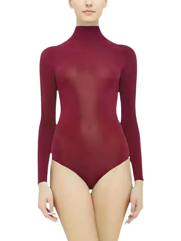 Wolford Bordeaux Turtleneck Thong Bodysuit - Red