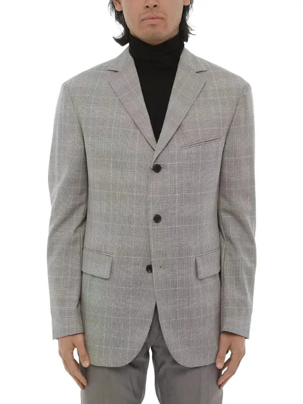 Corneliani Checked Single-breasted Jacket - Grey